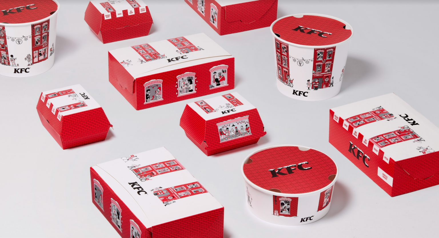 Mother turns KFC’s red-and-white buckets into snow-topped apartment ...